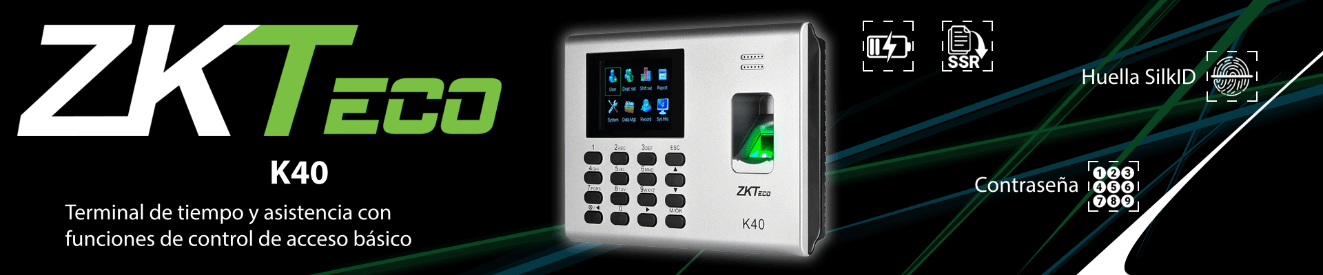 ZKTeco K40 | Reloj Checador Biométrico con Batería